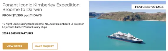 PONANT SPECIALS - Kimberley Cruise Offers 2024,2025